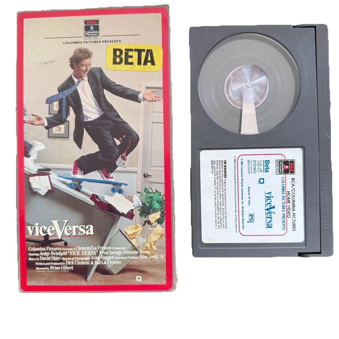 Rare Vice Versa Betamax 1988 (NOT VHS) Judge Reinhold, Fred Savage GOOD ...