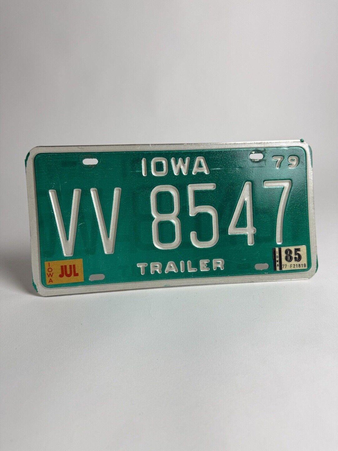 1979 (85 Tag) IOWA Trailer License Plate VV 8547 Garage Man Cave Decor ...