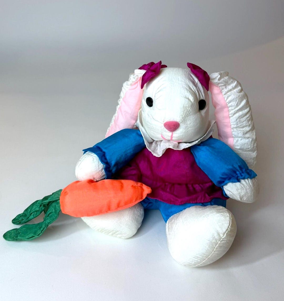 Vintage 90's GIRL Easter BUNNY RABBIT Bows Carrot Nylon Parachute 9 ...