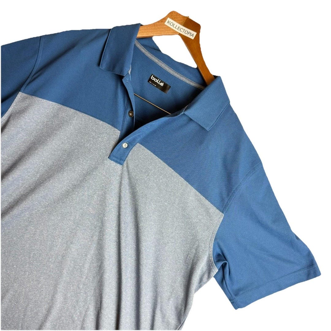 Bolle Mens XL Golf Polo Shirt Performance Short Sleeve Blue Stretch ...