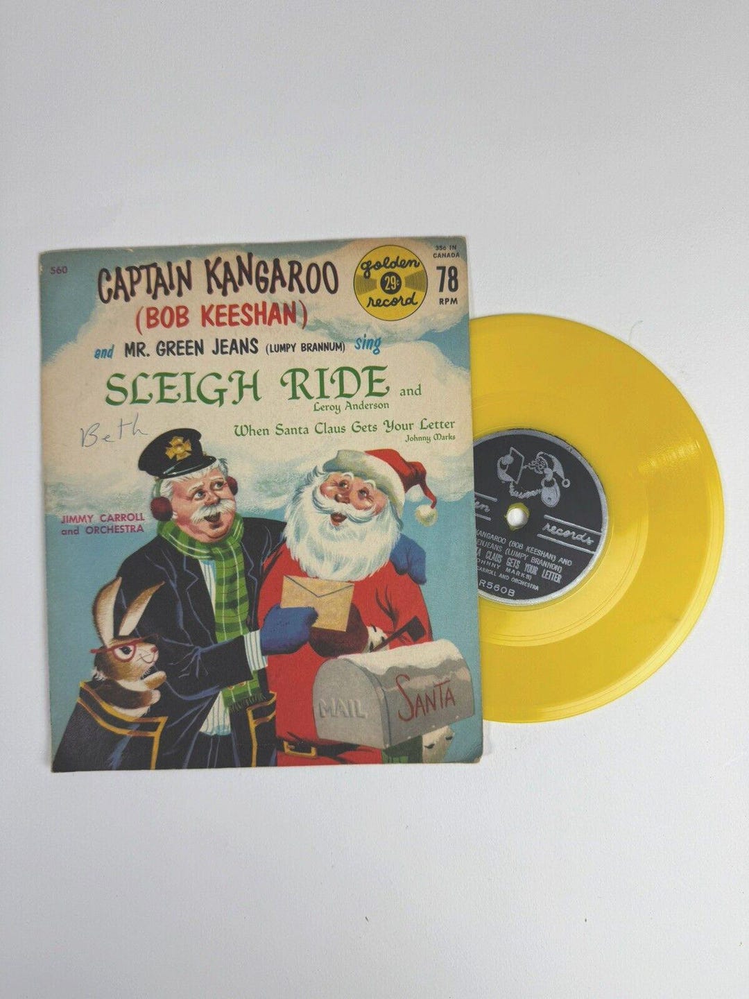 Vintage Golden Records Captain Kangaroo & Mr. Green Jeans Sing SLEIGH ...