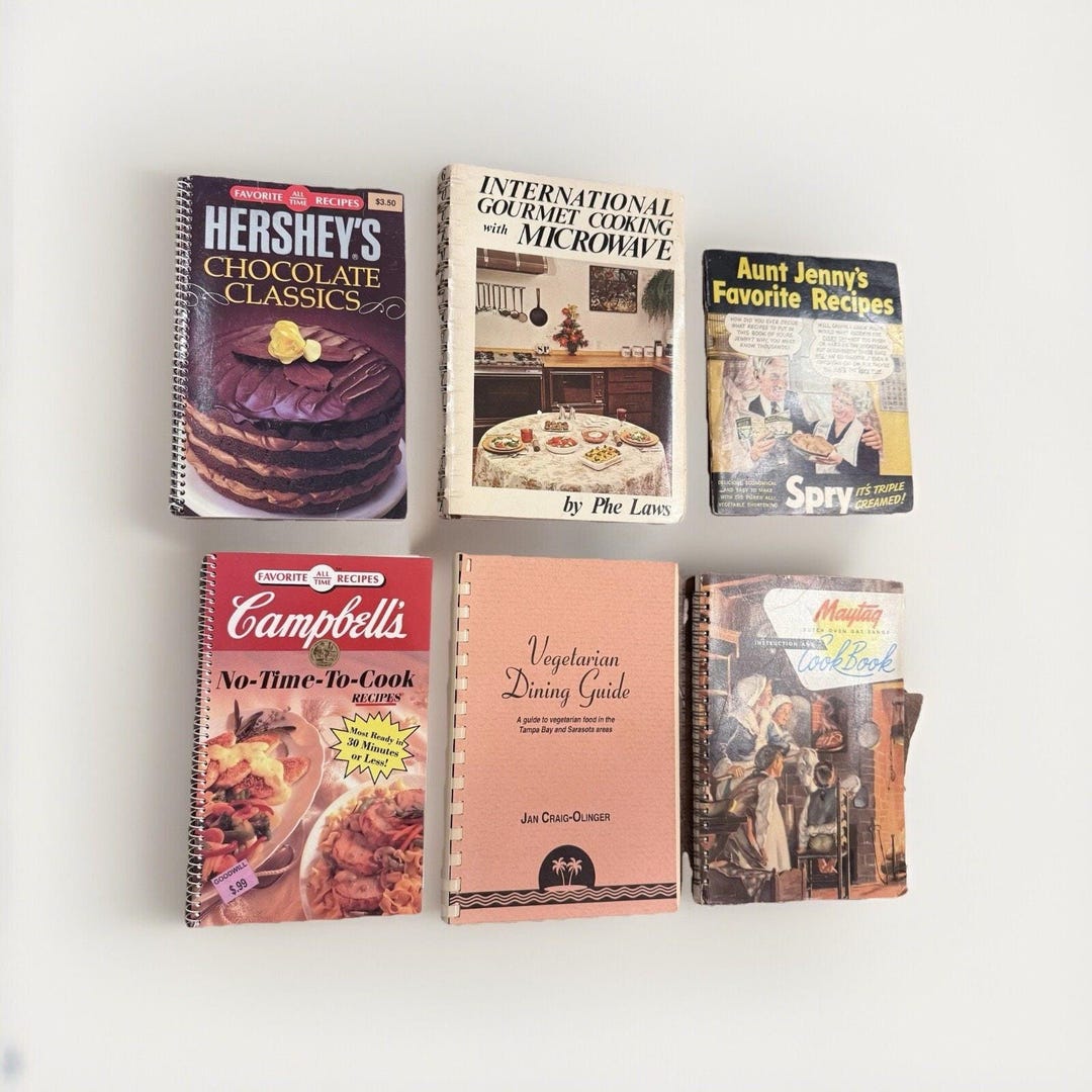 Lot 6 VINTAGE Cook Books Hersheys, Vegetarian, Campbells, Maytag ...