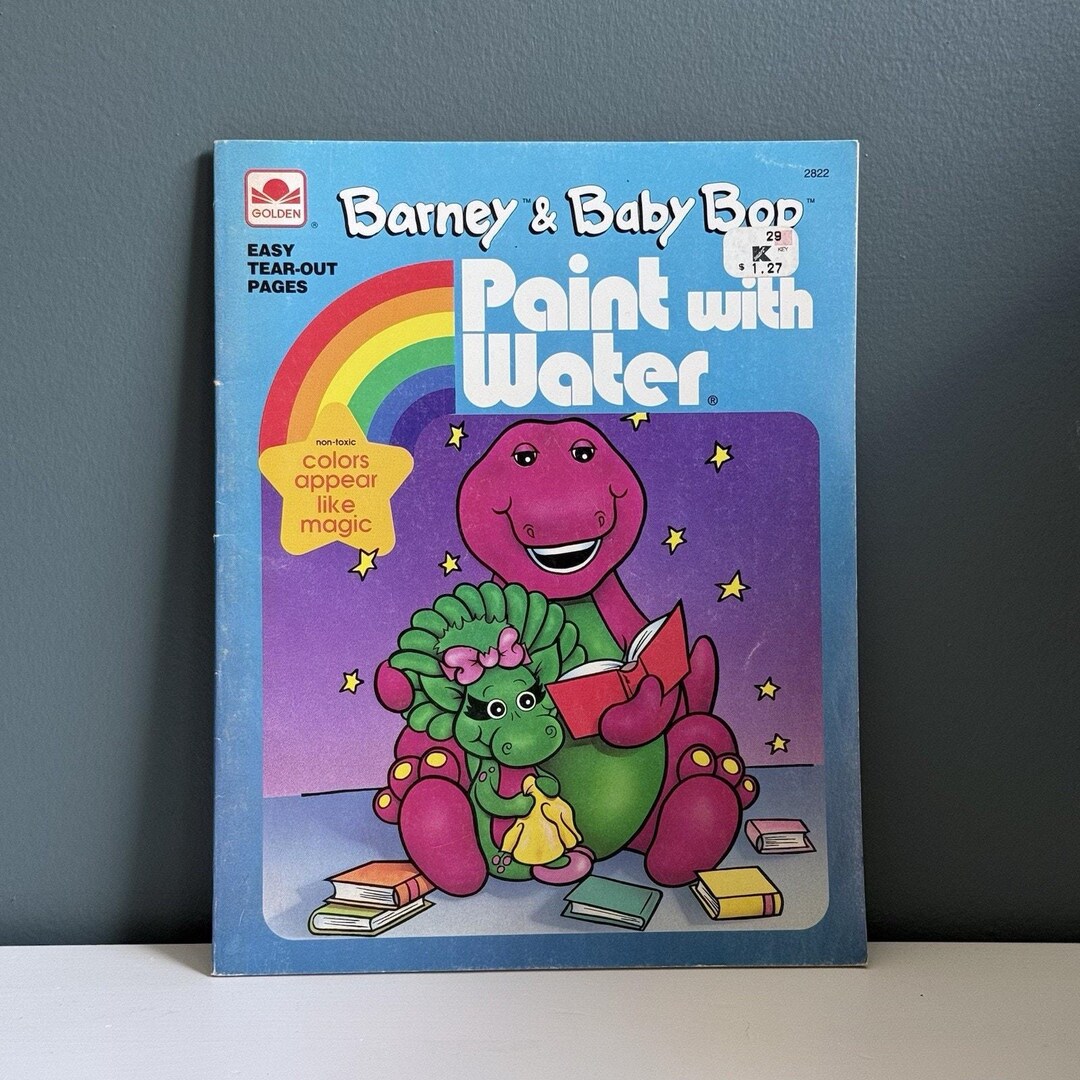 Vintage 1993 Barney & Baby Bop Paint With Water Unused Golden Book T76 ...