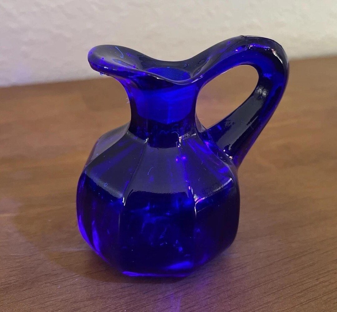 Vintage Cobalt Blue Glass Doll Size Pitcher 3.25" T68 - Etsy