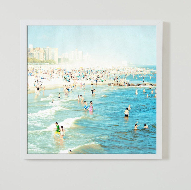 Square Beach Photography Art Print // Blue Aquamarine Wall Art ...