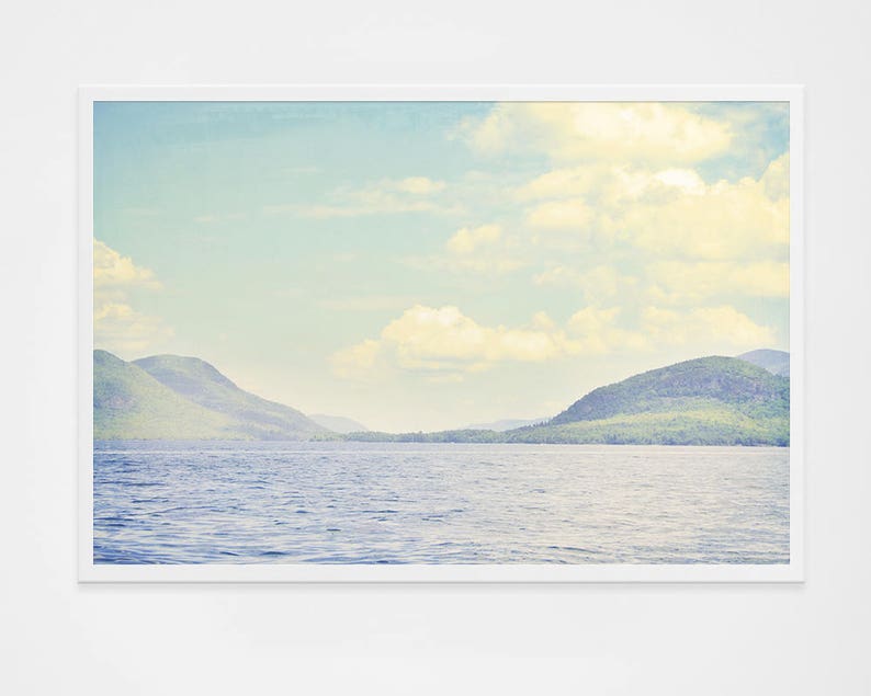 Lake George Print // Large Photography // Blues, Light Blues Navy Lake ...