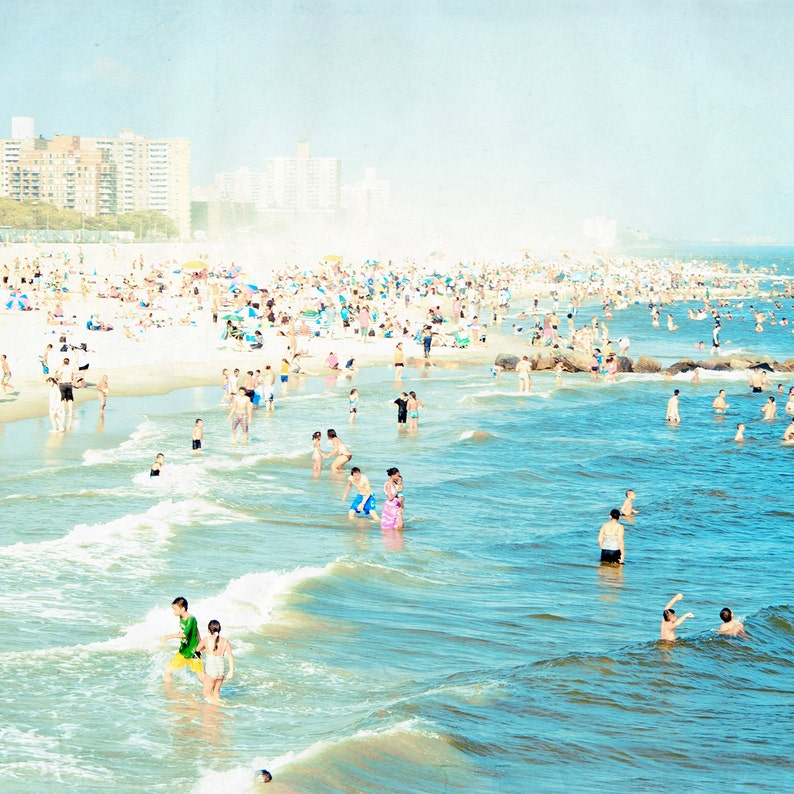 Square Beach Photography Art Print // Blue Aquamarine Wall Art ...