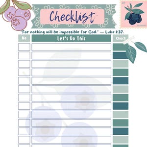 Adorable Blueberry Checklist Printable, Daily to Do List,instant ...