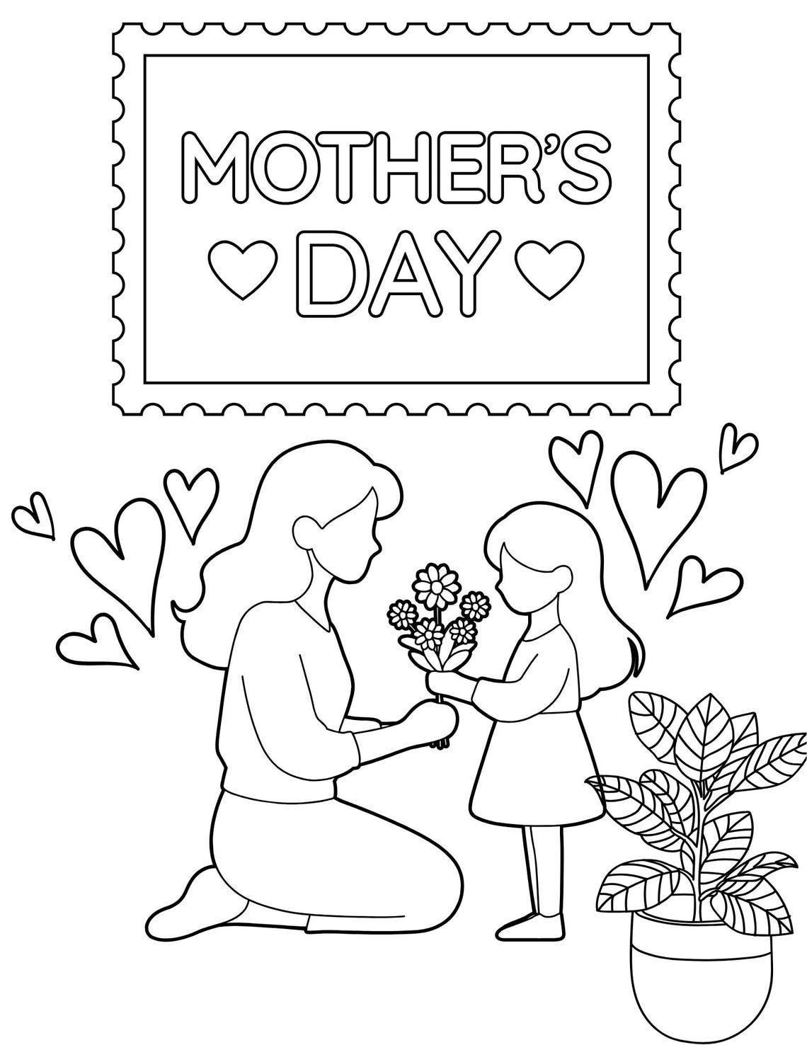 Super Cute Mother’s Day Coloring Sheets | 5-page Printable PDF | Kid ...
