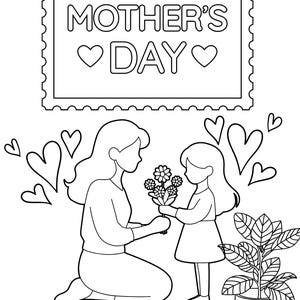Super Cute Mother’s Day Coloring Sheets | 5-page Printable PDF | Kid ...