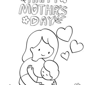 Super Cute Mother’s Day Coloring Sheets | 5-page Printable PDF | Kid ...