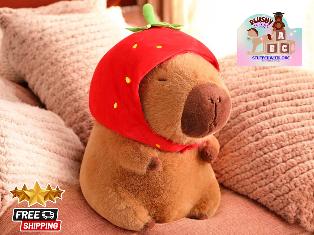 Kawaii Capybara Plush Toy Fluffy Capy With Turtle Backpack Cute Stuffed ...