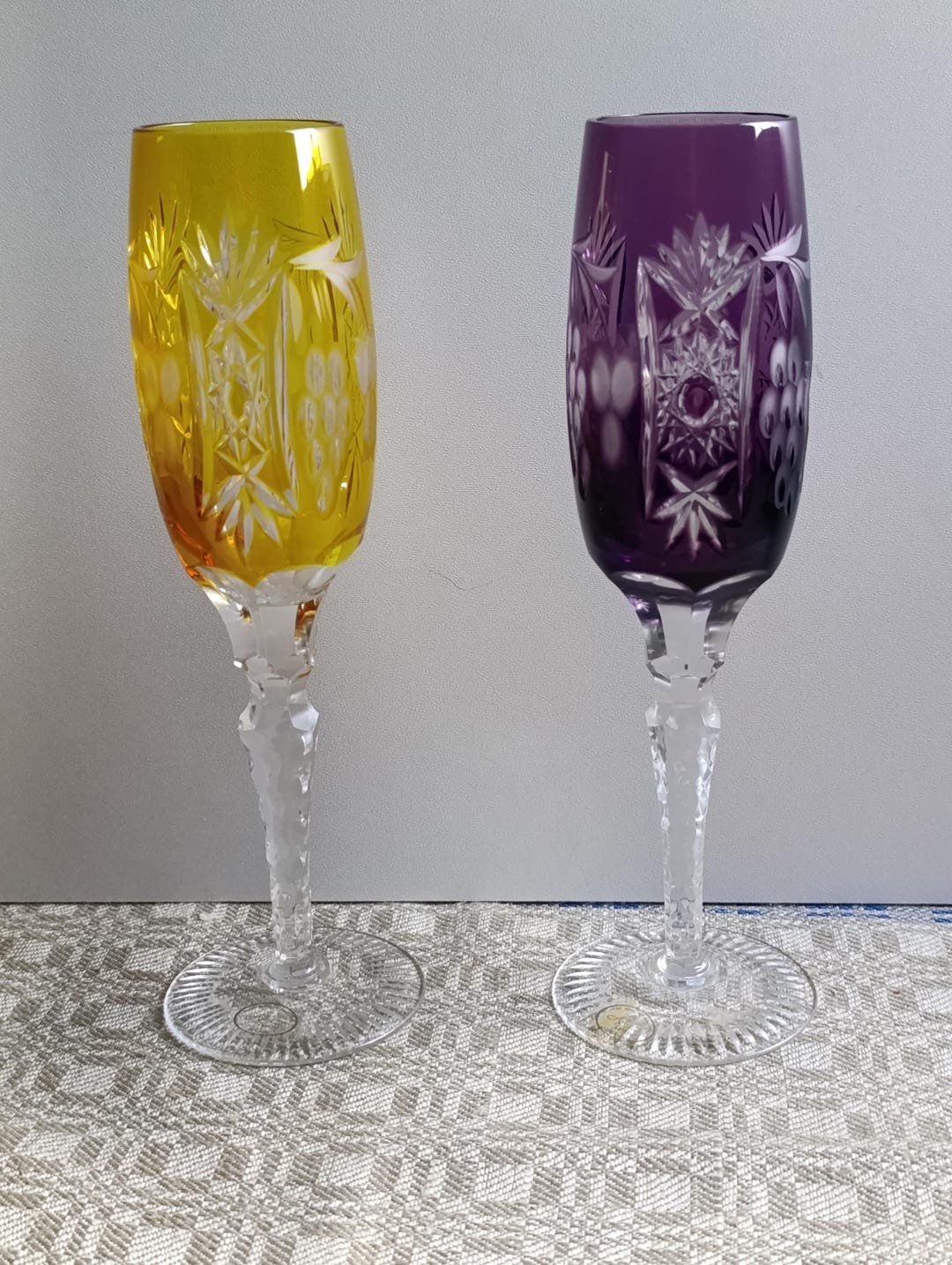 Vintage AJKA Crystal,unique Glasses With an Engraved Handle.two ...