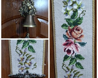 Vintage Embroidered Floral Bell Pull - Etsy
