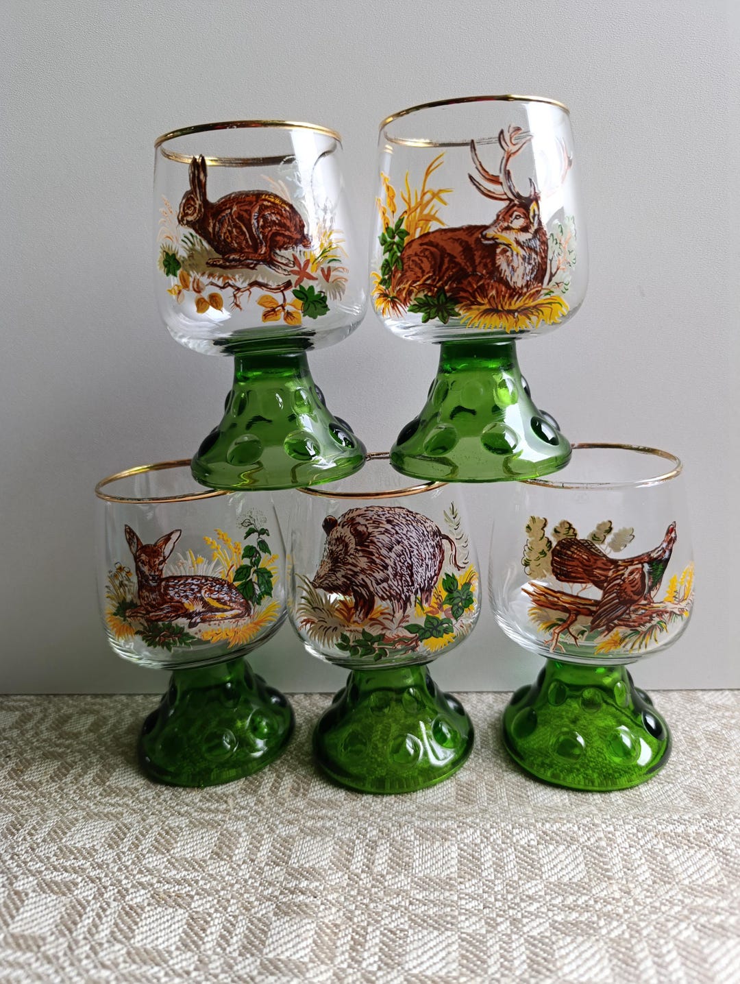 RARE RETRO German Glassware: Whiskey and Brandy Glasses With Animals ...