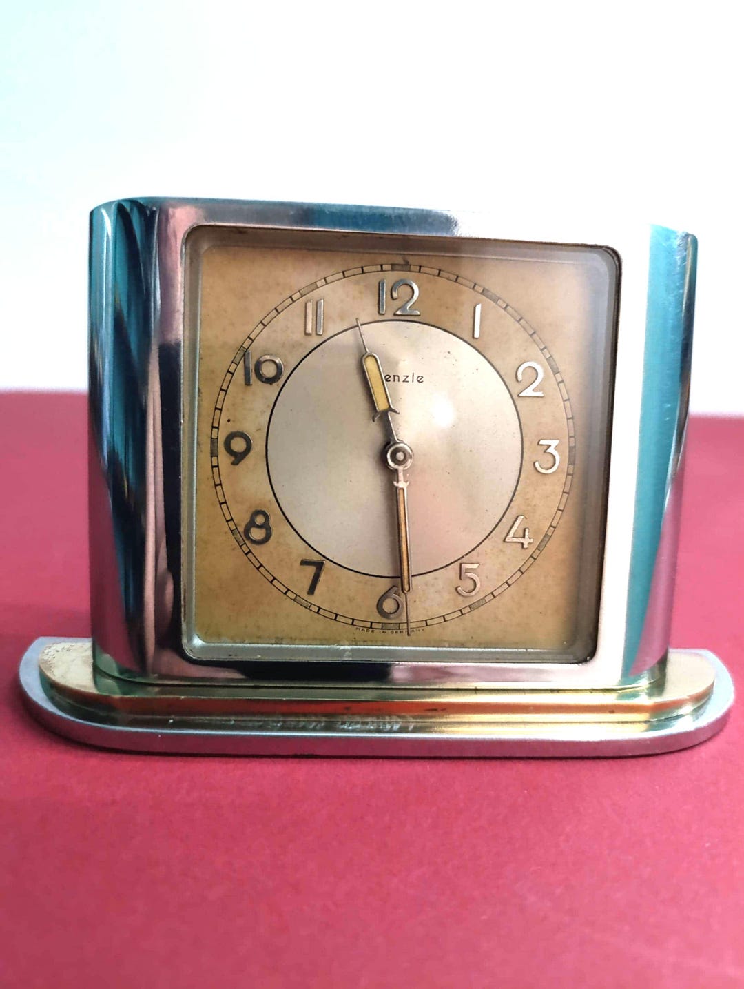 Vintage KIENZLE Fireplace Alarm Clock. Mid Century Wind up Mechanical ...