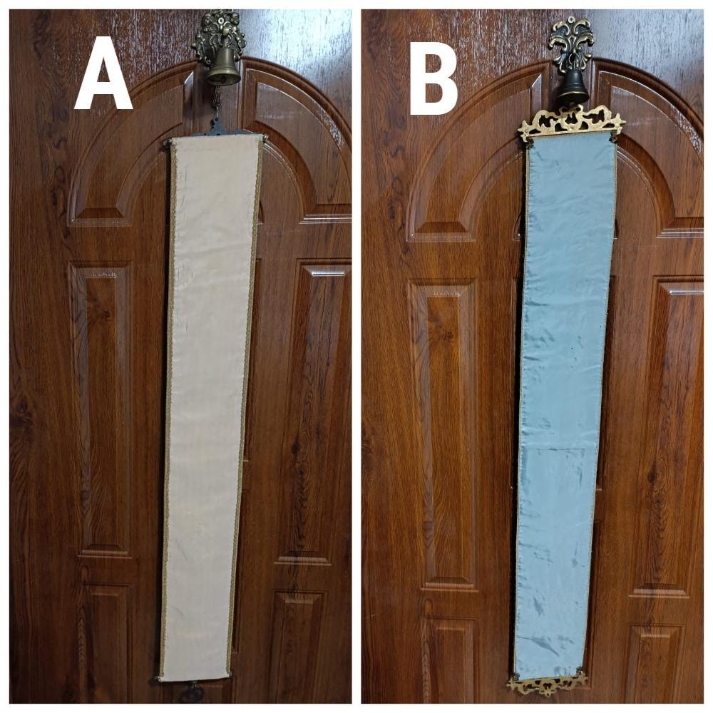 Vintage Estate Needlepoint Bell Pull With Bell Wall Hanging With Bronze ...