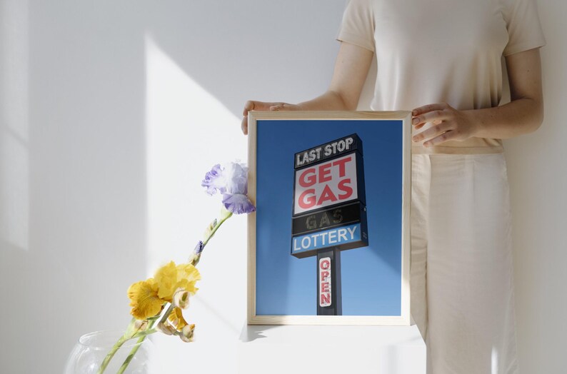 Retro Gas Station Sign Printable Wall Art Vintage Road Trip - Etsy