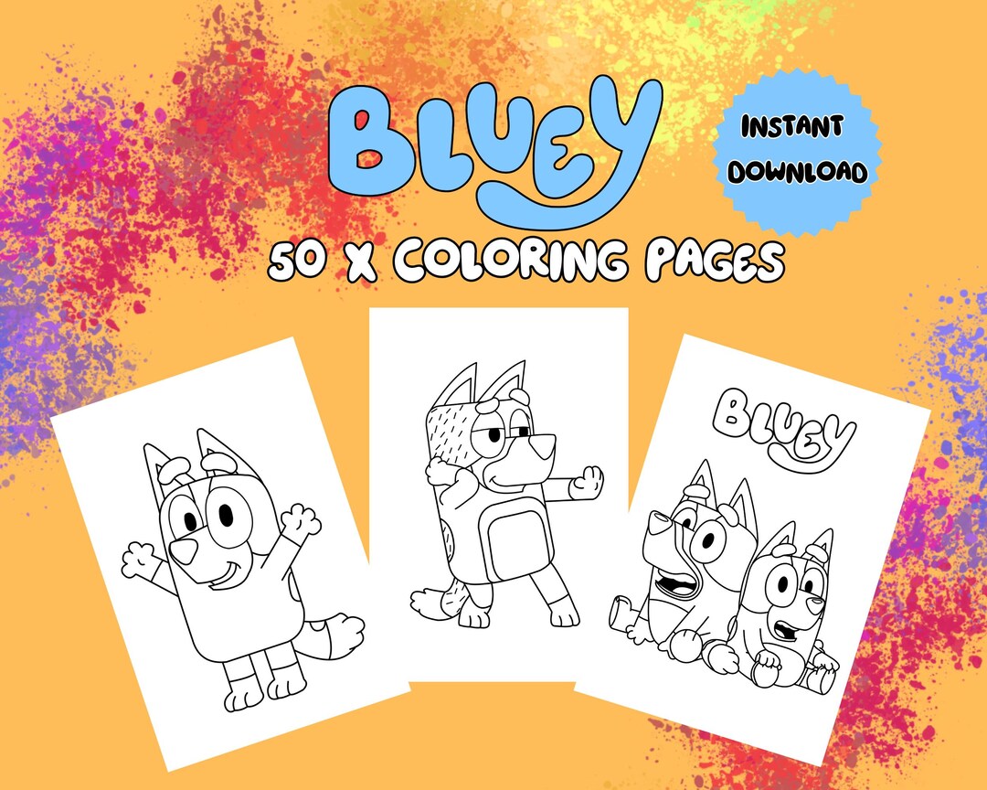 Bluey Coloring Pages Instant Download I Bluey and Bingo Coloring I Kids ...