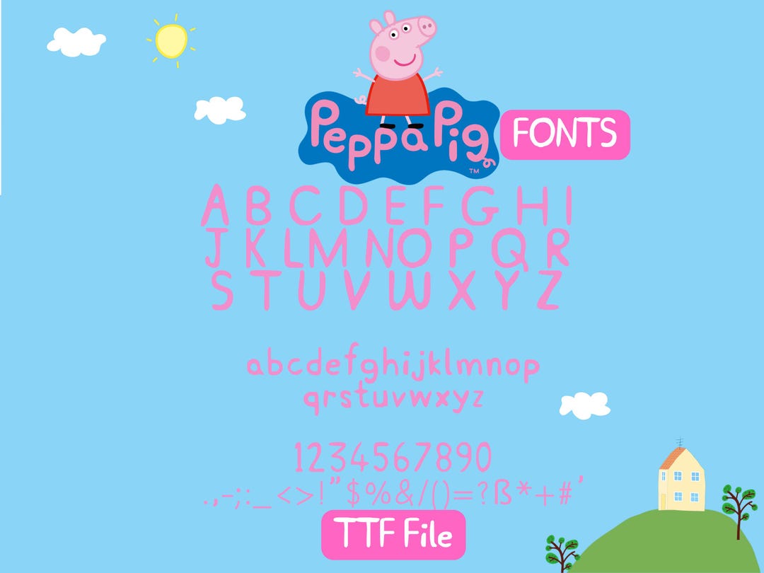 Peppa Pig Font I Pig Font I DIY Craft Font L Logo Font L Cricut Font L ...