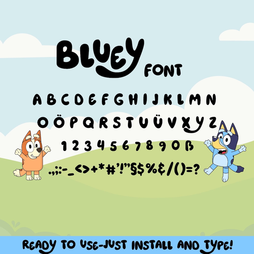 Bluey Font Font Cricut I Children's Font Instant Download I Bluey Logo ...