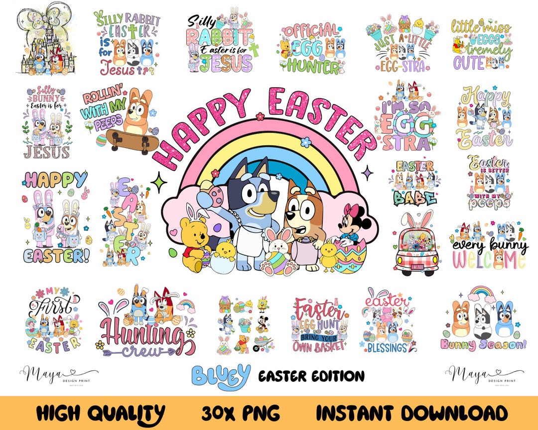Bluey Easter Png Cricut I Bluey Instant Download I Bluey Easter Sticker ...