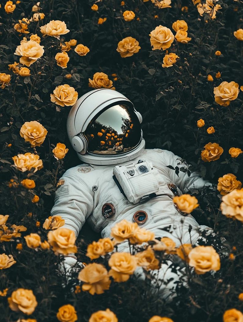 Spaceman in Flowers 5 - Digital Art - HD Poster - Etsy