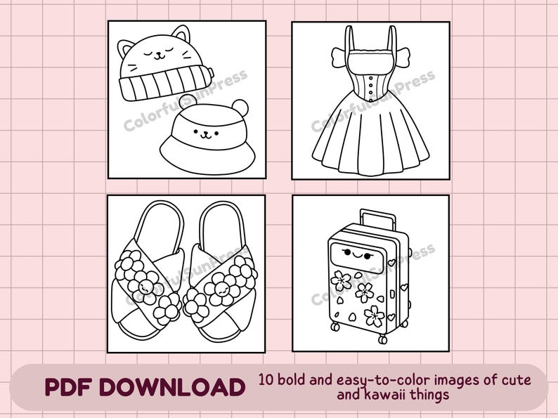 Adorable Kawaii & Adult Coloring Pages: 10 Cute Printable Sheets for ...