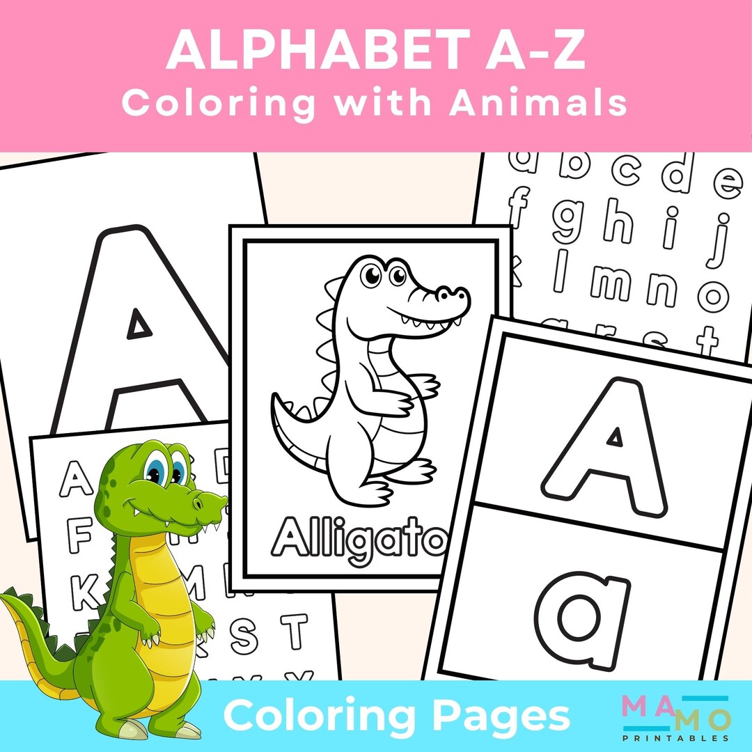 Alphabet A-Z Coloring With Animals (106 Pages, Uppercase & Lowercase ...