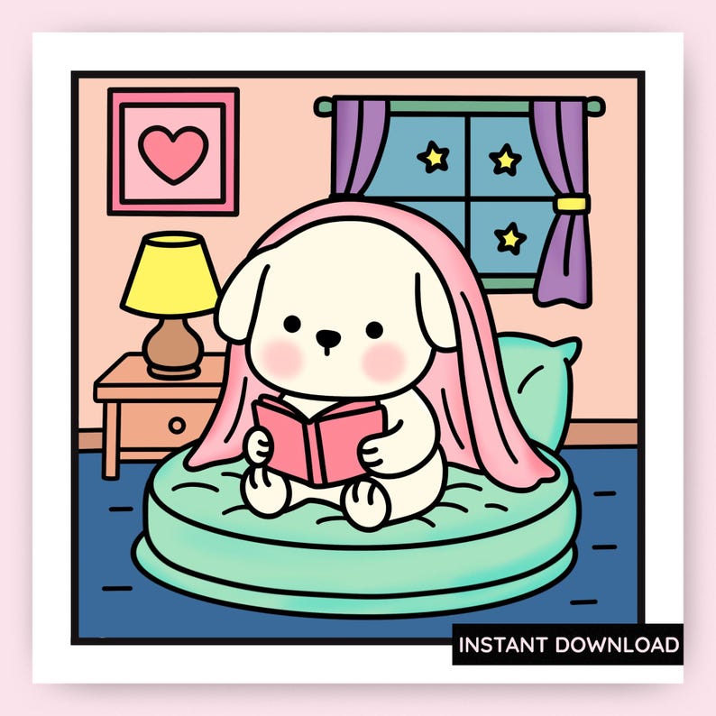 Dog Coloring Pages – Cozy Day, Kids & Adults (PDF + PNG) - Etsy