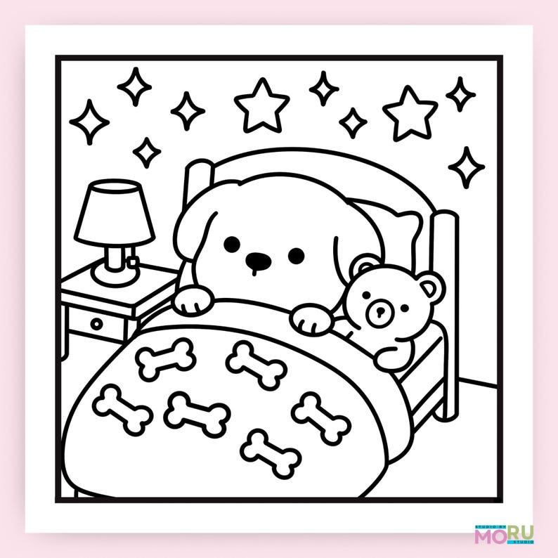 Dog Coloring Pages – Cozy Day, Kids & Adults (PDF + PNG) - Etsy
