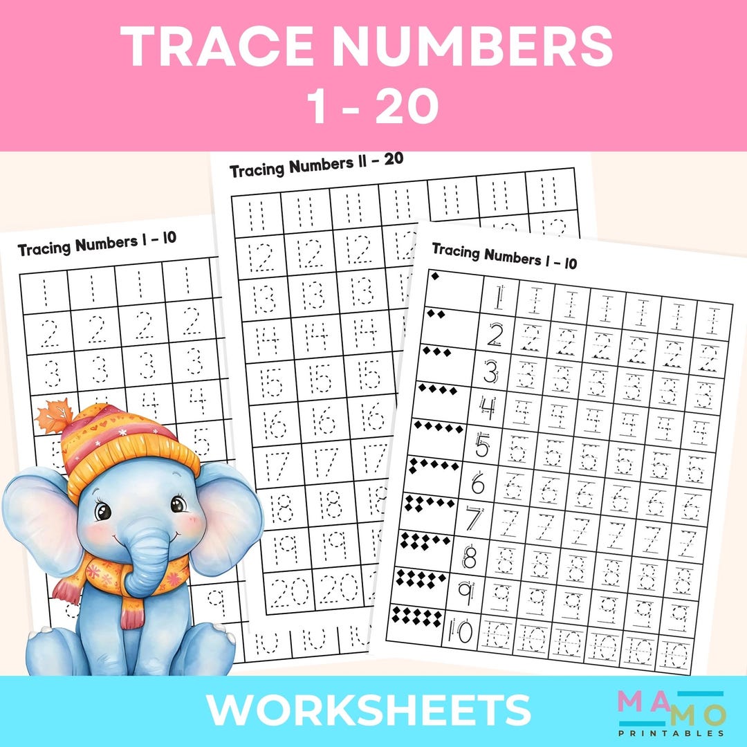 TRACE NUMBERS 1-20 WORKSHEETS | Fun Activities for Kids to Learn Number ...