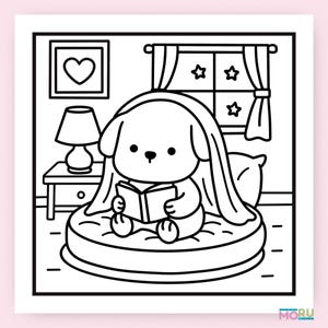 Dog Coloring Pages – Cozy Day, Kids & Adults (PDF + PNG) - Etsy