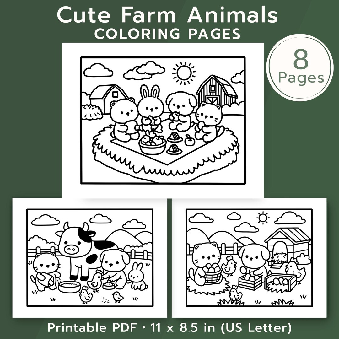 Farm Animals Coloring Pages for Kids – Bold & Easy Printable PDF (8 ...
