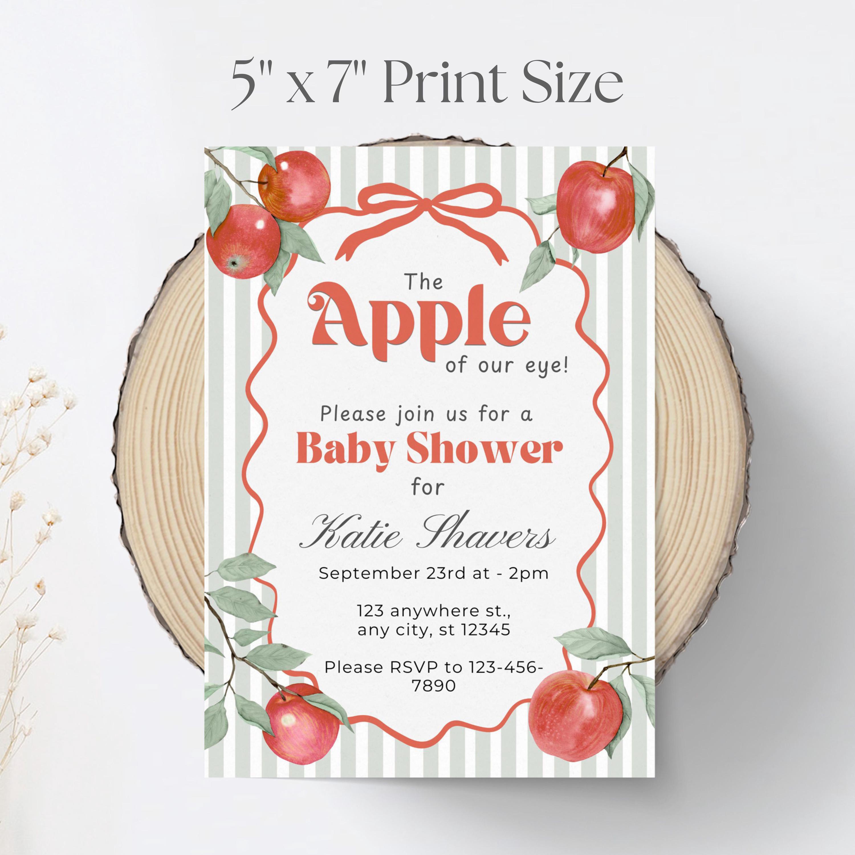 Baby Shower Invitation Apple, Editable Canva Evite for Apple Baby ...
