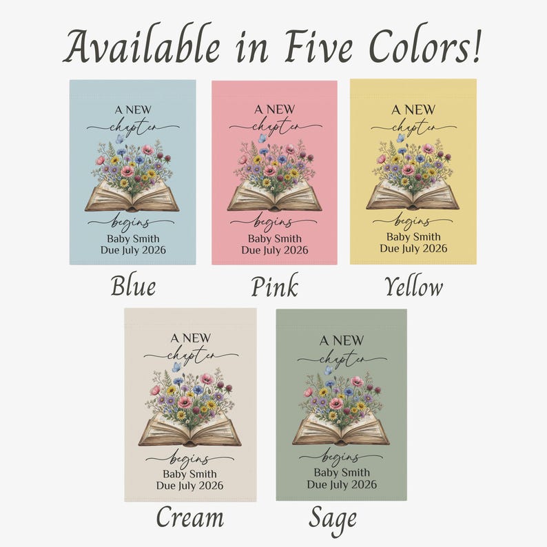 A New Chapter Begins Baby Shower Yard Flag, Storybook Pregnancy ...