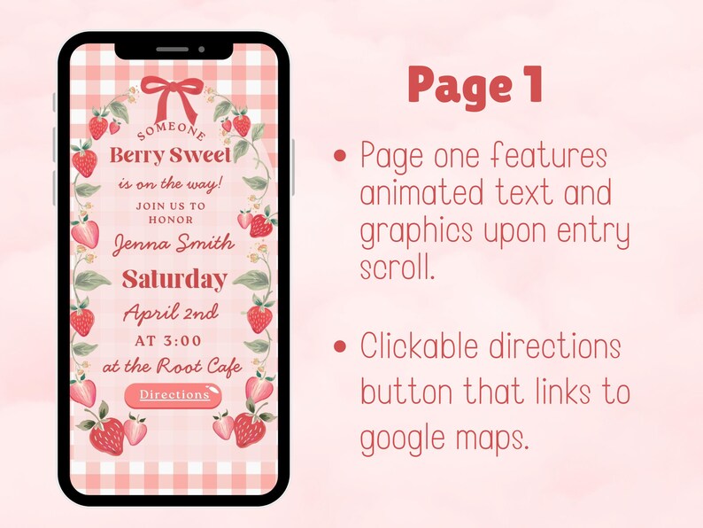 Berry Sweet Baby Shower Animated Invitation, Scrolling Invitation ...