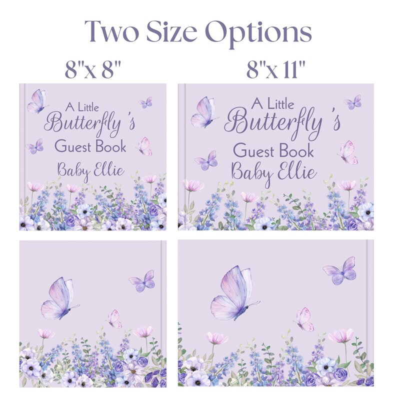 Butterfly Baby Shower Guest Book: Lavender Wildflower, Personalized ...