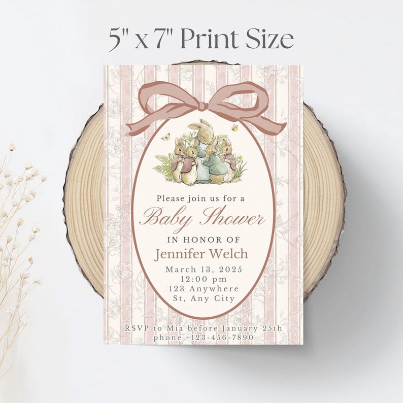 Peter Rabbit Baby Shower Invitation, Editable Canva Evite for Beatrix ...