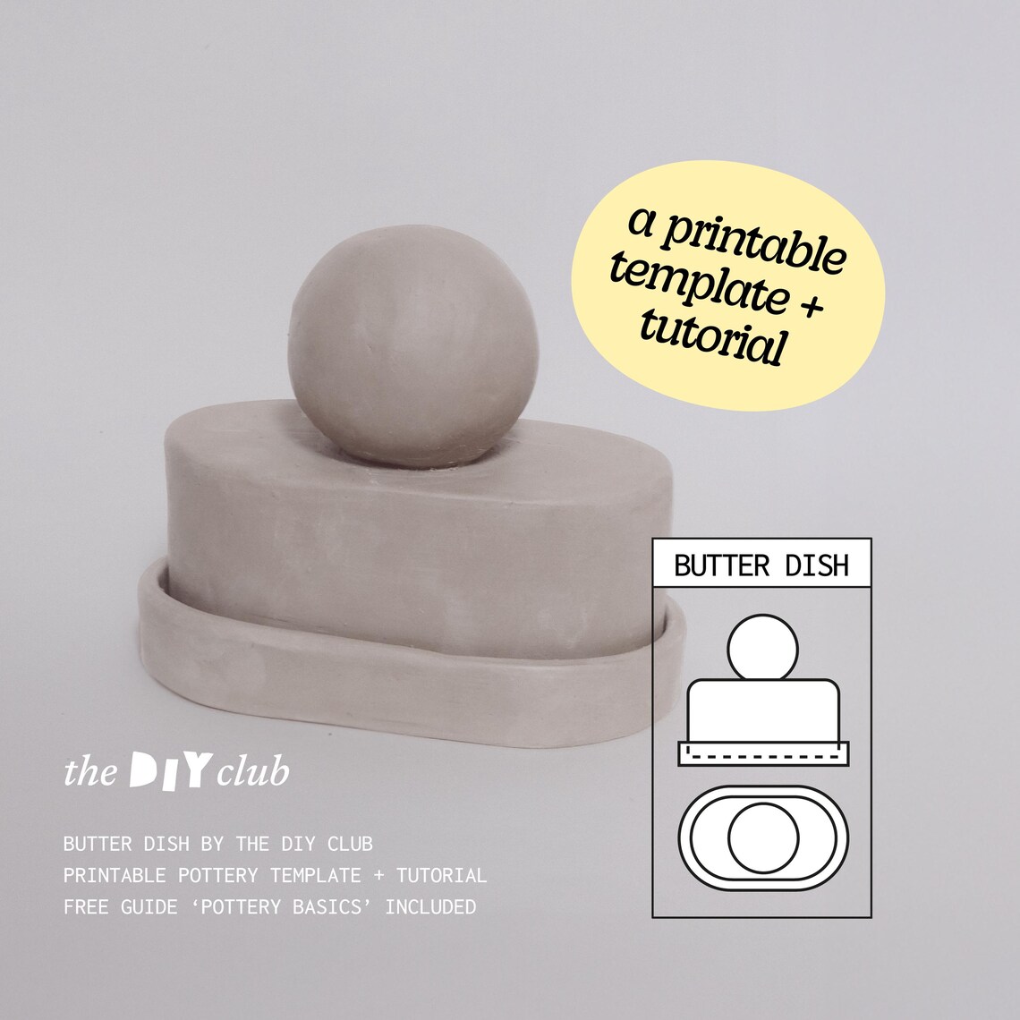 Pottery Butter Dish Template: DIY Ceramic Slab Pattern (PDF Download ...