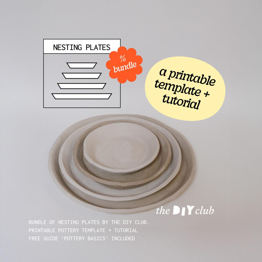 Pottery Template Nesting Plates: Clay Tableware Set (DIY Ceramics ...