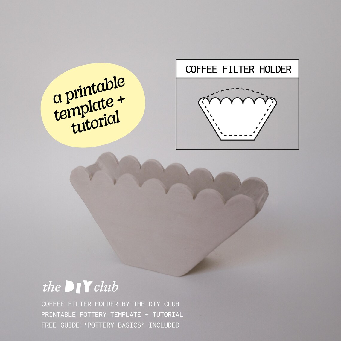Pottery Coffee Filter Holder Template: DIY Ceramics Slab-building ...