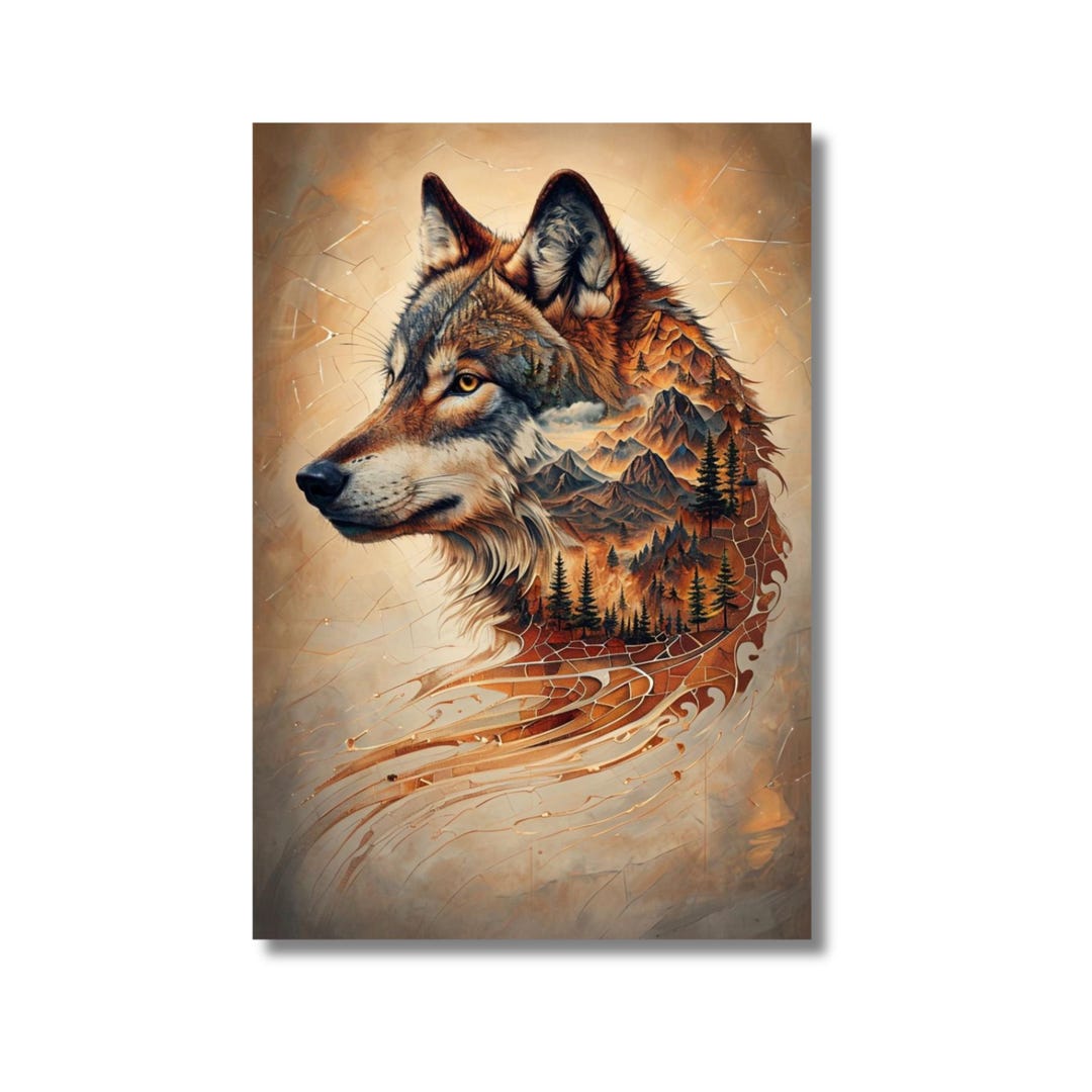 Majestic Wolf: Nature-inspired Digital Art With Mountains and Trees ...
