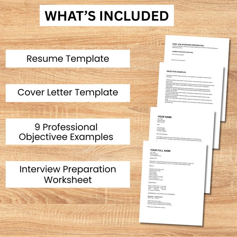 Resume Template for Teen With No Experience | First Job Application Kit ...