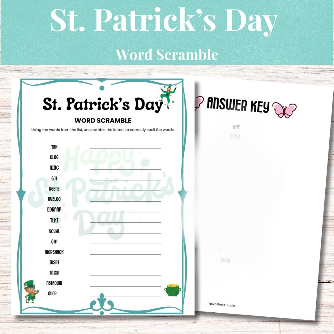 St. Patrick's Day Word Scramble | Classroom Activity (PDF Download) - Etsy