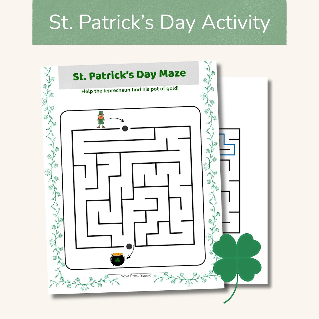 St Patricks Day Maze Worksheet | Leprechaun Printable Activity for Kids ...