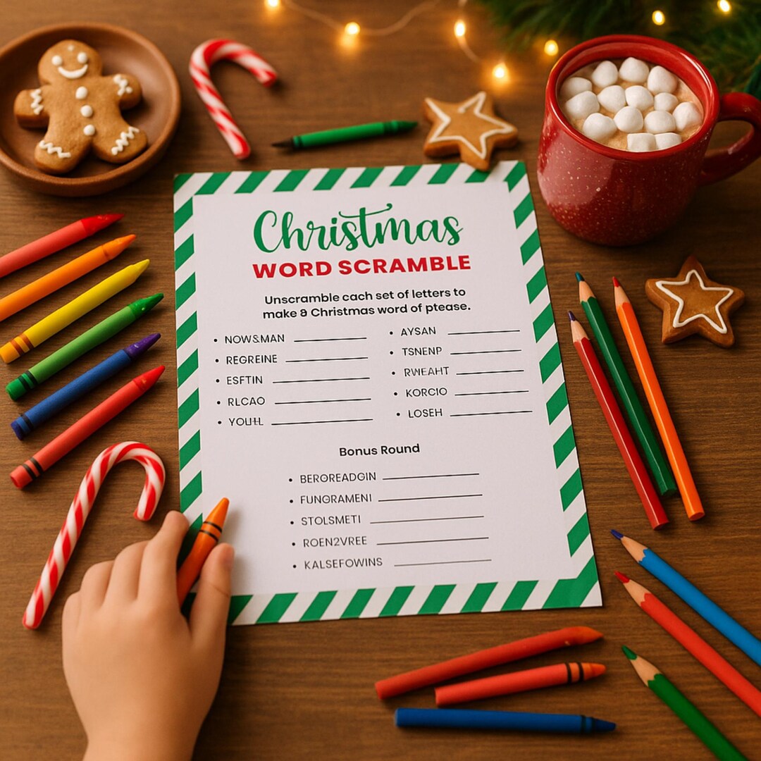 Christmas Word Scramble | Holiday Activity Sheet & Answer Key (PDF) - Etsy