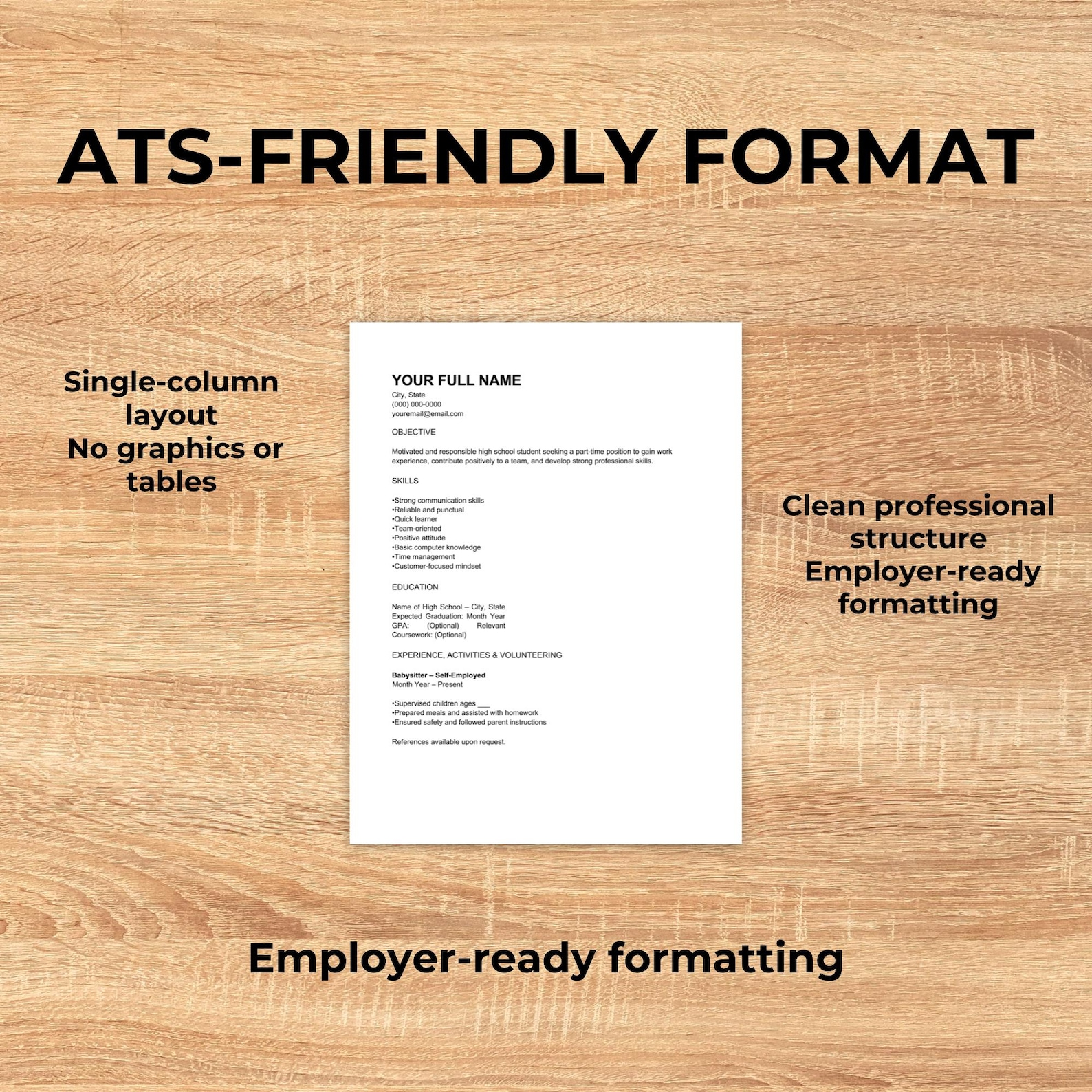 Resume Template for Teen With No Experience | First Job Application Kit ...
