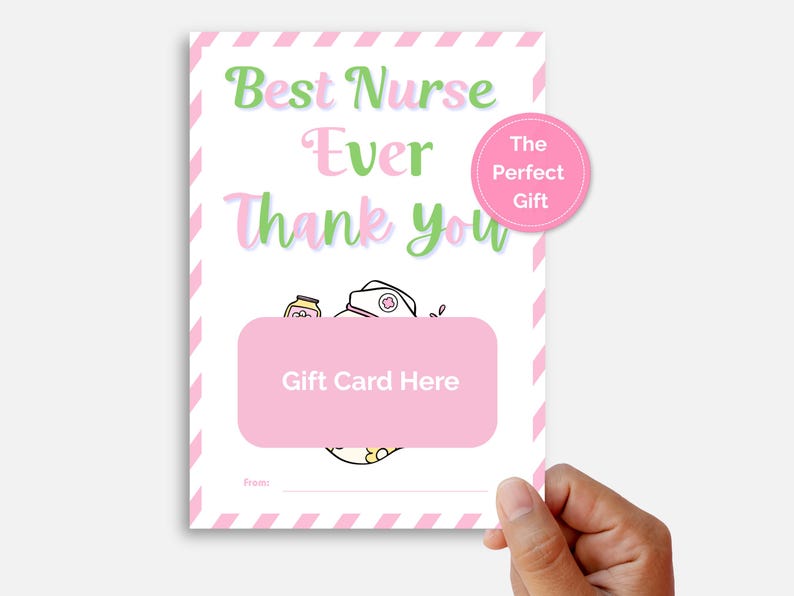 Nurse Appreciation Gift Card Holder, Printable Thank You Card (PDF) - Etsy