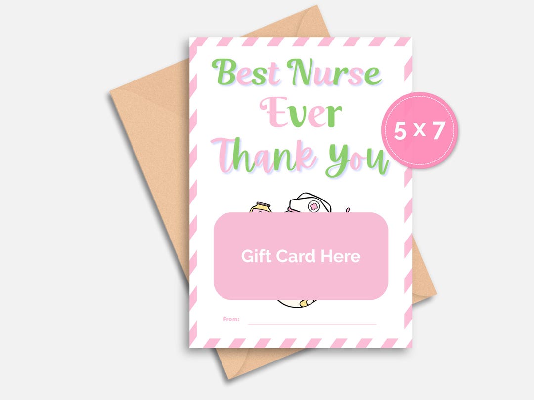 Nurse Appreciation Gift Card Holder, Printable Thank You Card (PDF) - Etsy